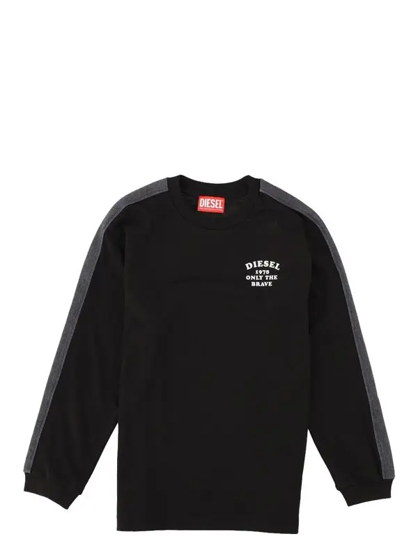DIESEL® T Shirt A Manica Lunga Con Bande Laterali In Denim - Black