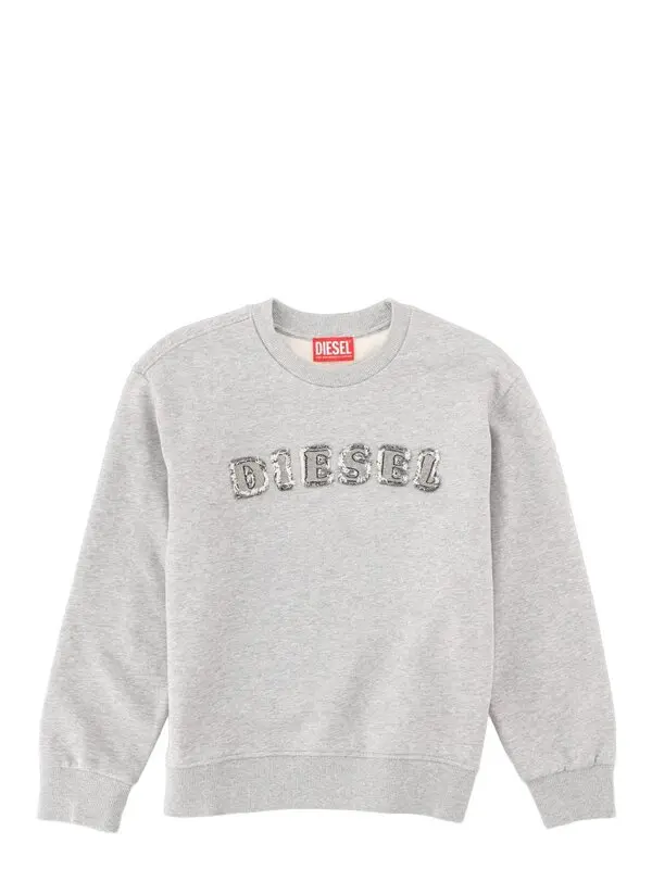 DIESEL® Felpa Girocollo Con Logo Sfrangiato - Grey