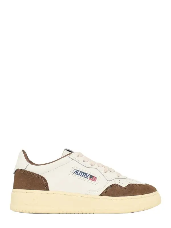 AUTRY Medalist Low' White And Lear Sneakers - Brown