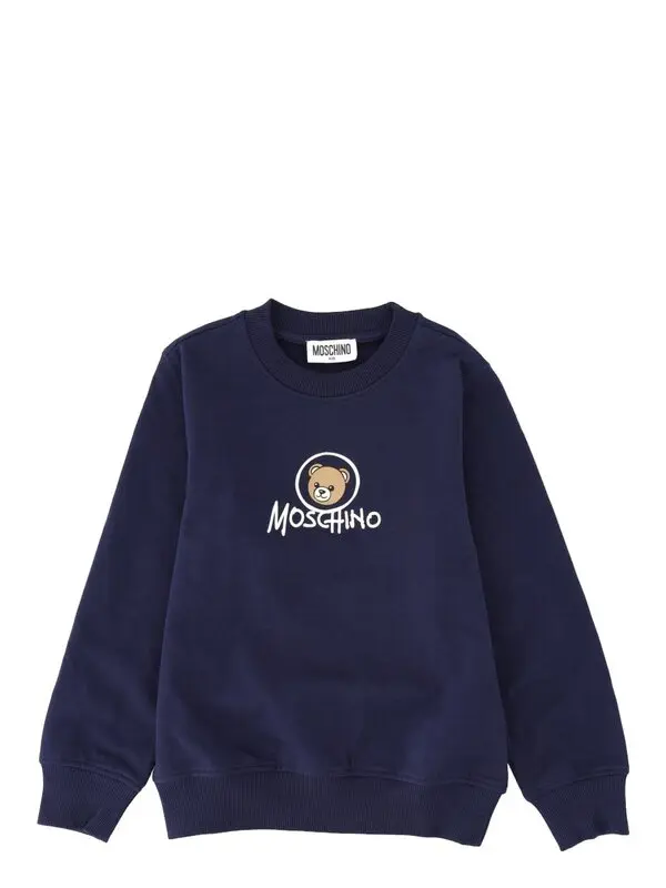 Moschino Felpa Girocollo Con Stampa Teddy - Blue