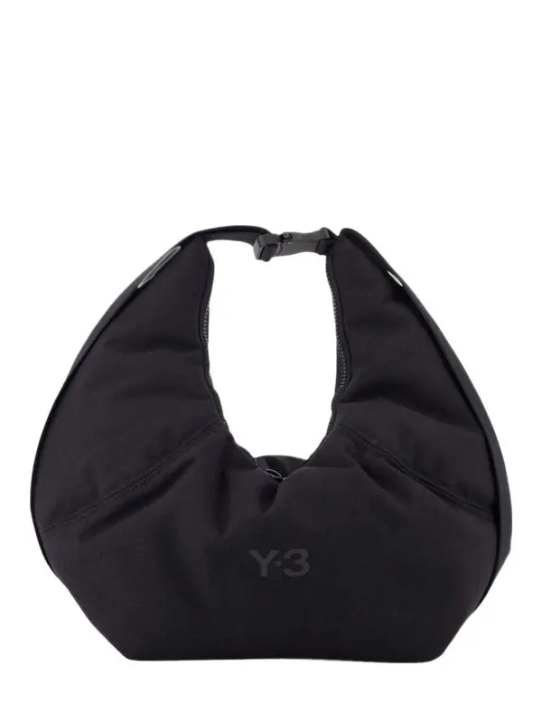 Y3 Logo Nylon Hobo Bag - Black