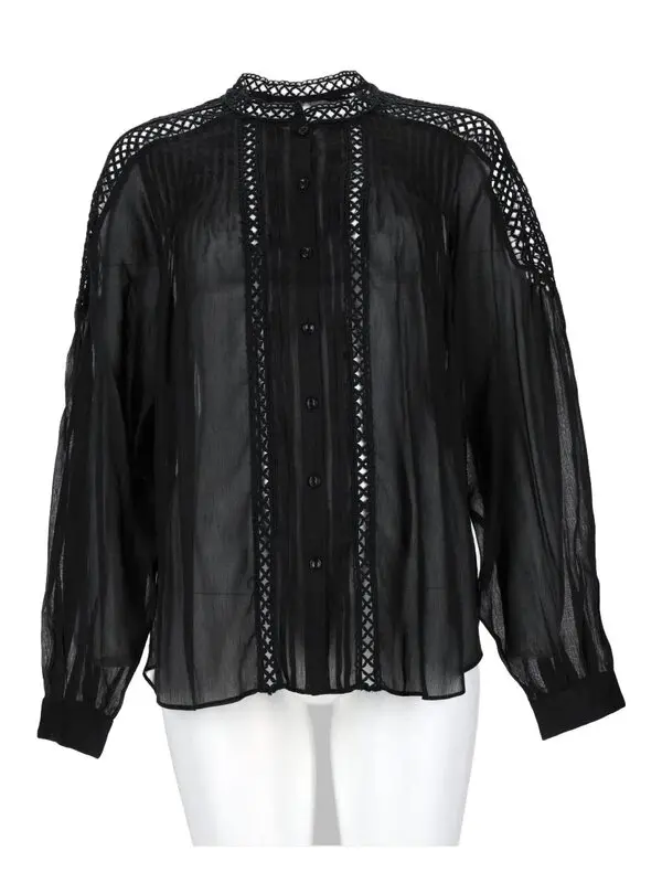 MARANT ETOILE Blusa 'polda' Plissettata In Misto Lino - Black
