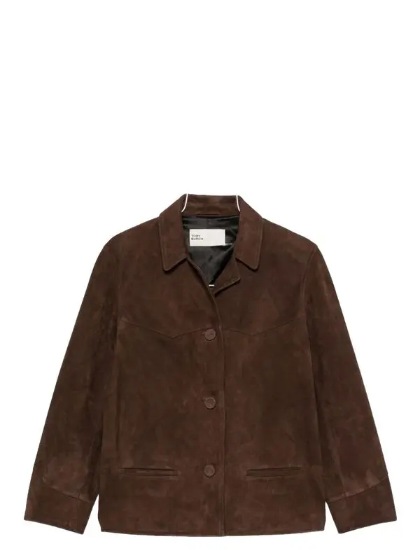 Tory Burch Leather Blazer Jacket - Brown
