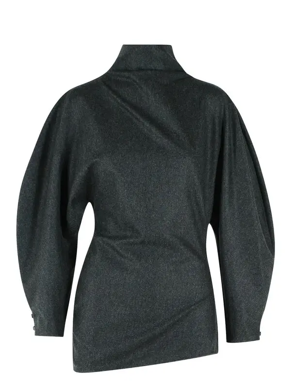 Khaite Harlow' Wool And Charcoal Cashmere Top - Grey