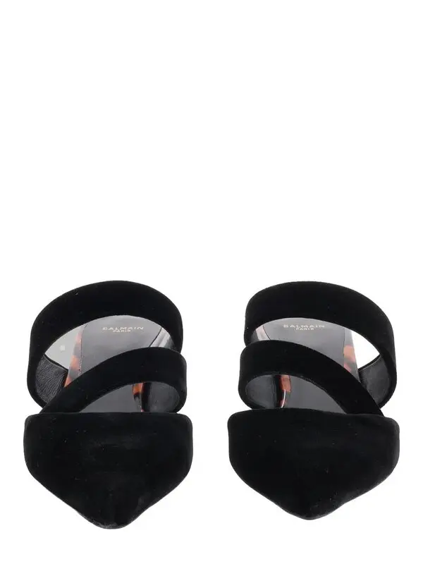 Balmain Mule In Pelle Con Tacco - Black