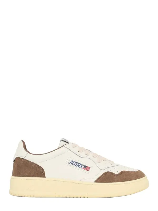 AUTRY Medalist Low' White Lear And Tobacco Sneakers - Brown