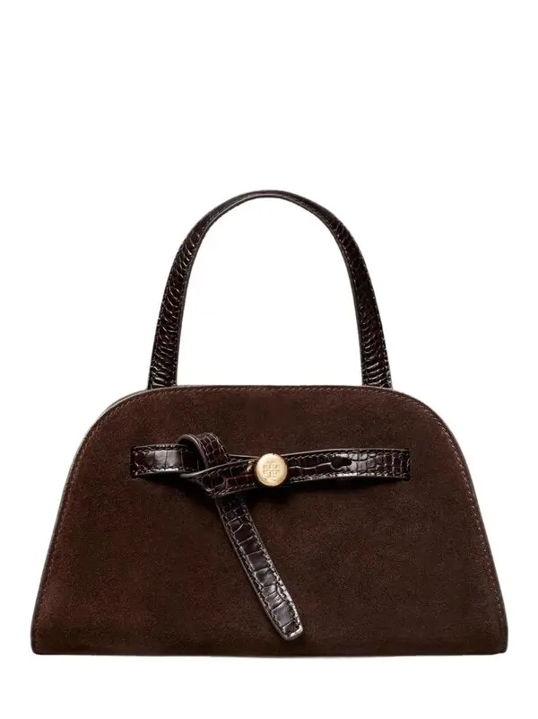 Tory Burch Romy Small Suede Leather Boston Bag - Brown