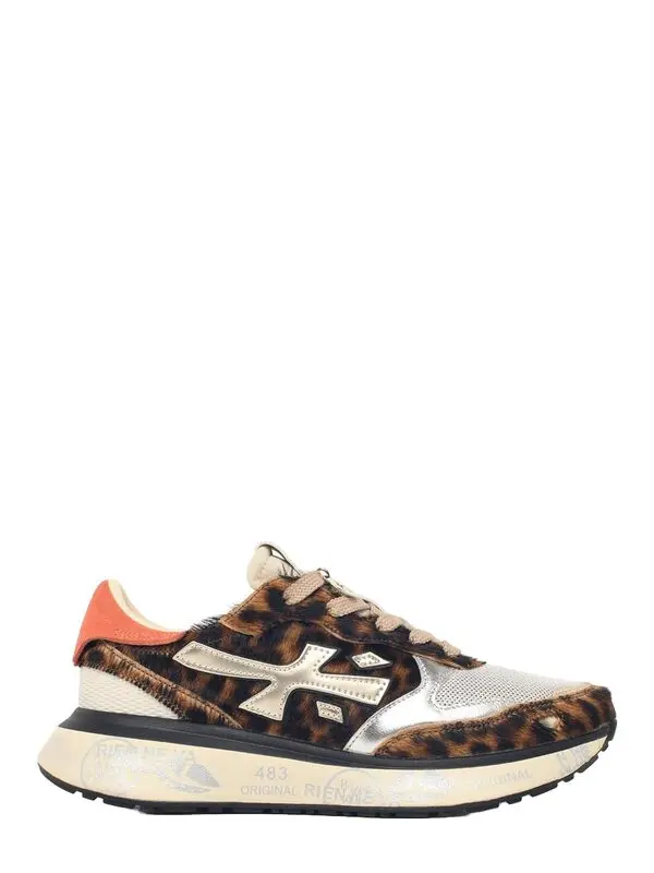 Premiata Lauryn' Leopard Print Pony Blend Sneakers - Brown