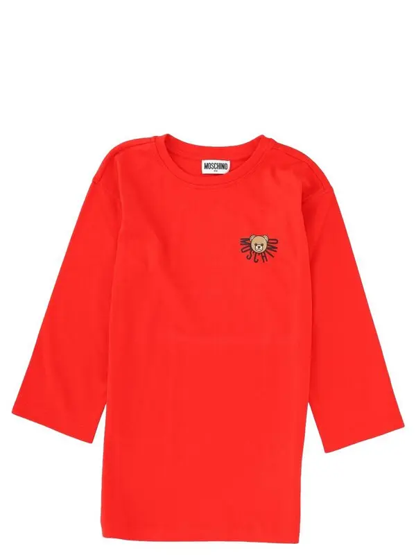 Moschino Vestito Manica Lunga Con Logo - Red