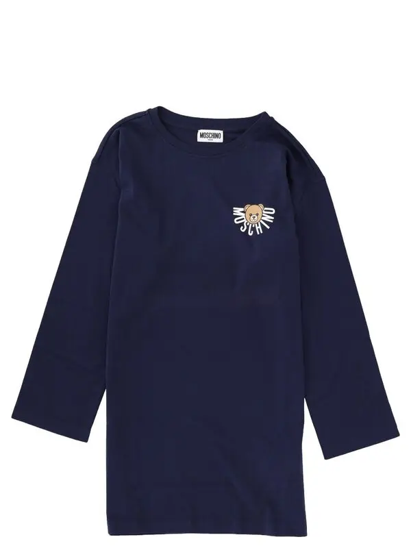 Moschino Vestito Manica Lunga Con Logo - Blue