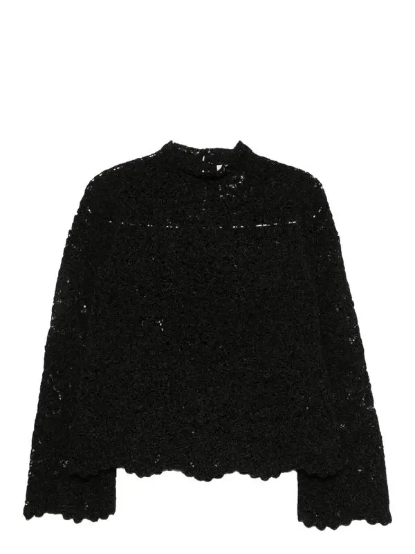 SEMICOUTURE Geneva Crochet Top - Black