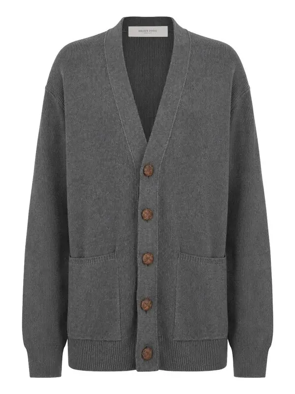 GOLDEN GOOSE Cardigan In Cotone Con Logo Sul Retro - Grey