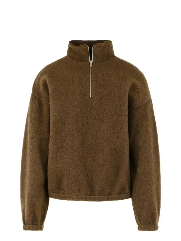 JIL SANDER Wool Fleece Sweatshirt - Brown