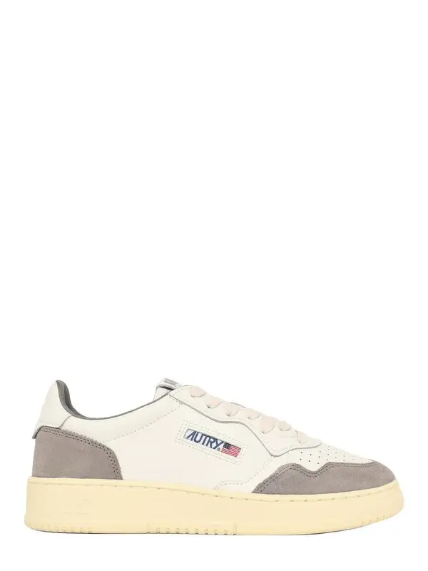 AUTRY Medalist Low' White And Lear Sneakers - Grey