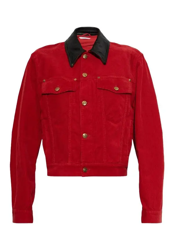 Versace Velvet Denim Jacket - Red