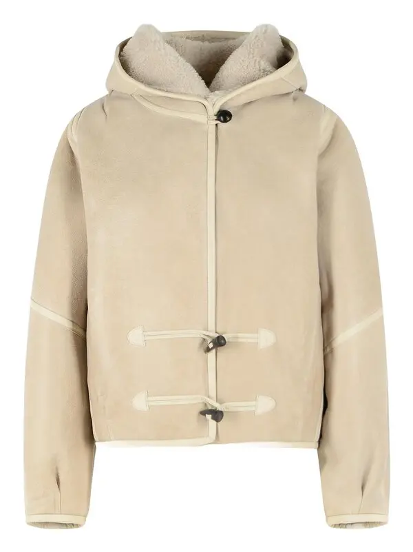 Isabel Marant Étoile Amiel' Ecru Sheepskin Short Coat - Beige