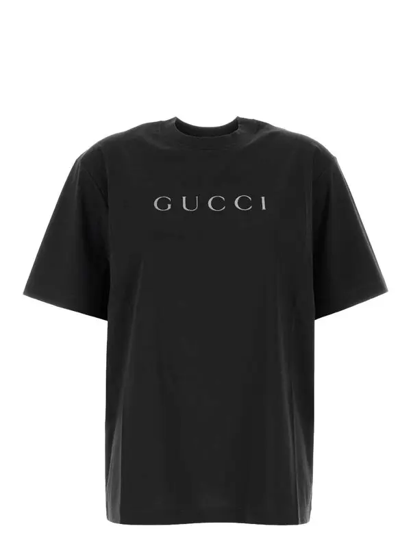 Gucci Logo Cotton T Shirt - Black