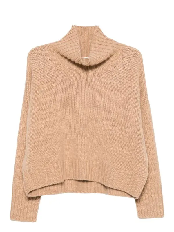 Soft Goat Cashmere Turtle Neck Sweater - Camel