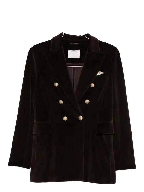 CIRCOLO 1901 Cotton Double Breasted Jacket - Brown