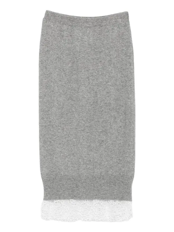 Ermanno Scervino Cashmere Midi Skirt - Grey