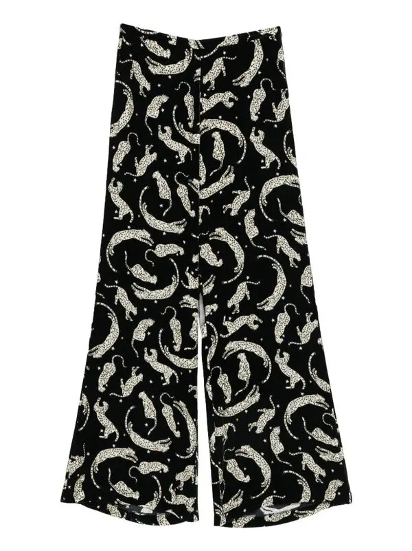 FORTE_FORTE Pritned Velvet Trousers - Ink