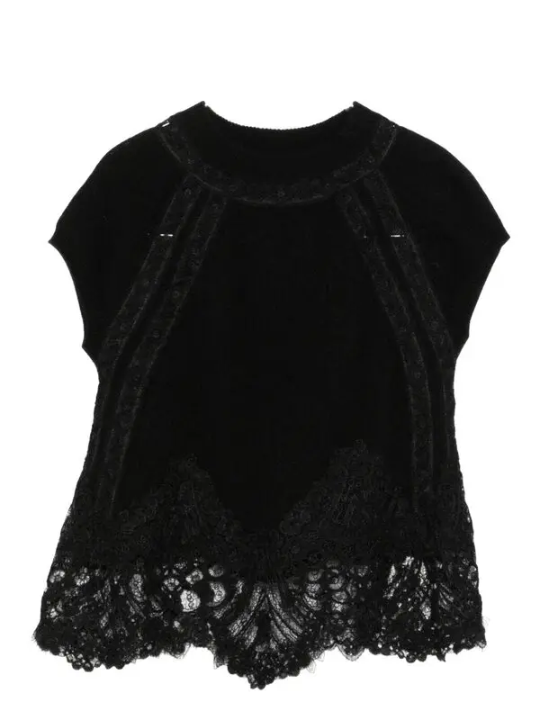 Ermanno Scervino Cashmere Lace Top - Black