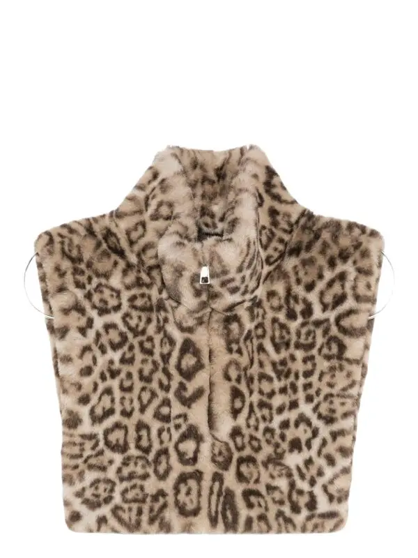 Apparis Faux Fur Zip Up Cape - Leopard Print