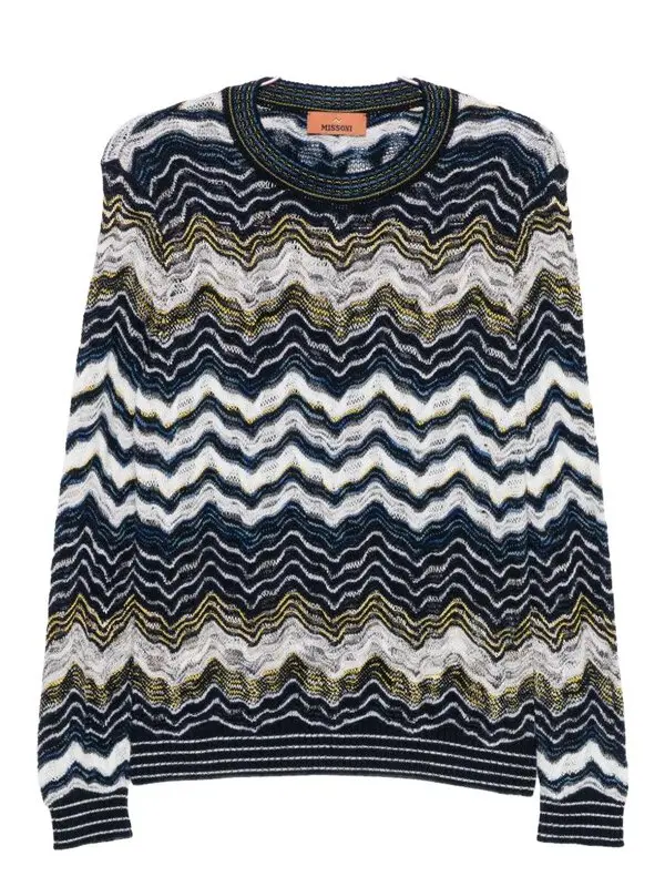 Missoni Zig Zag Motif Wool Sweater - Navy