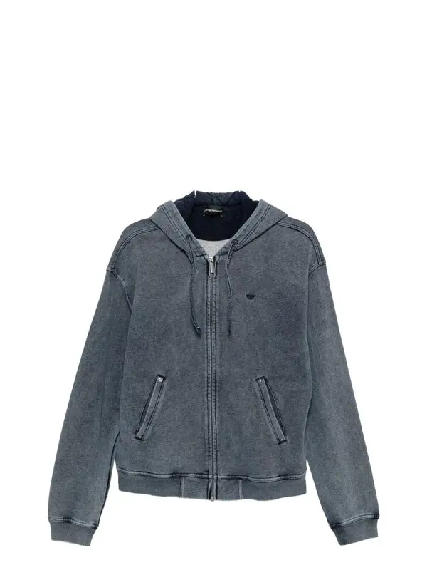Emporio Armani Logo Cotton Hoodie - Navy