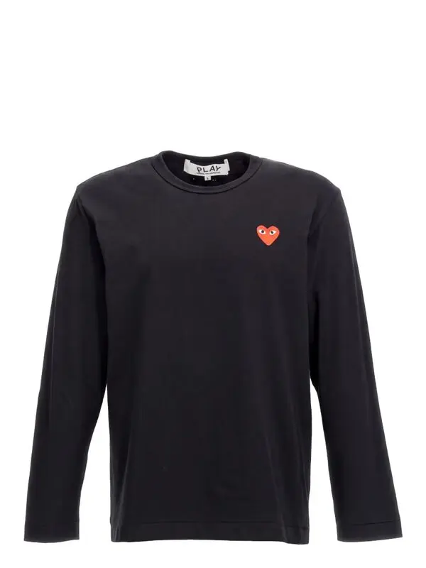 Comme Des Garçons Red Heart Cotton T Shirt - Black