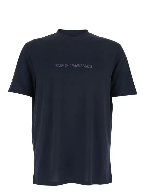 Emporio Armani Logo Cotton T Shirt - Navy