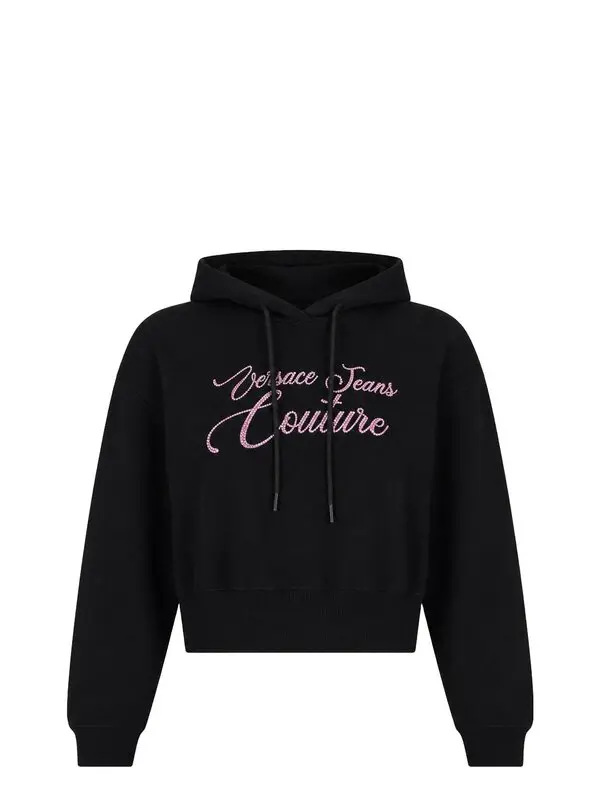 Versace Felpa Cropped Con Logo - Black