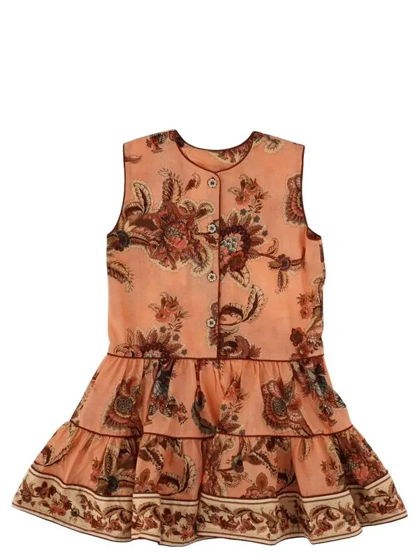 Zimmermann Abito Con Orlo A Contrasto 'aster' In Tessuto Peach Jacobean - Pink