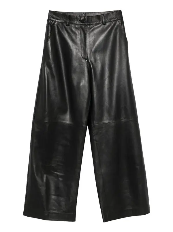 PAROSH Leather Trousers - Black