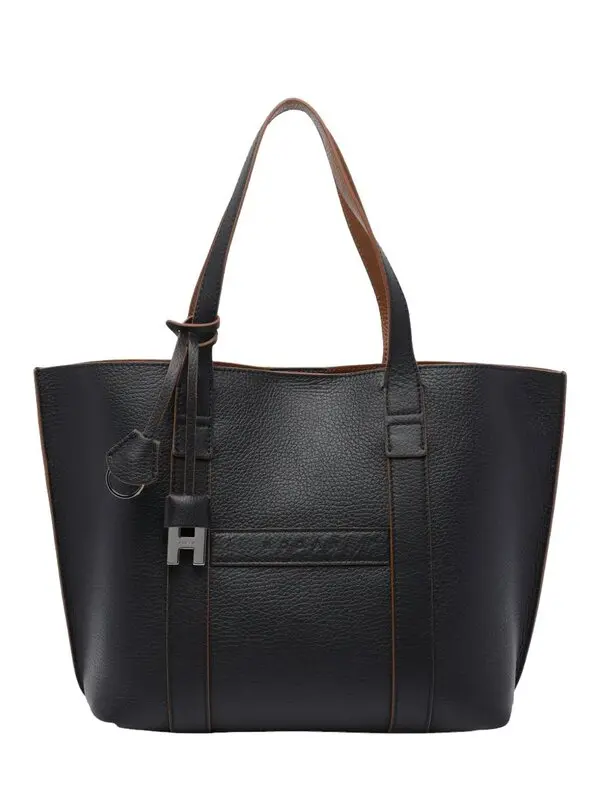 Hogan Script Small Leather Tote Bag - Brown