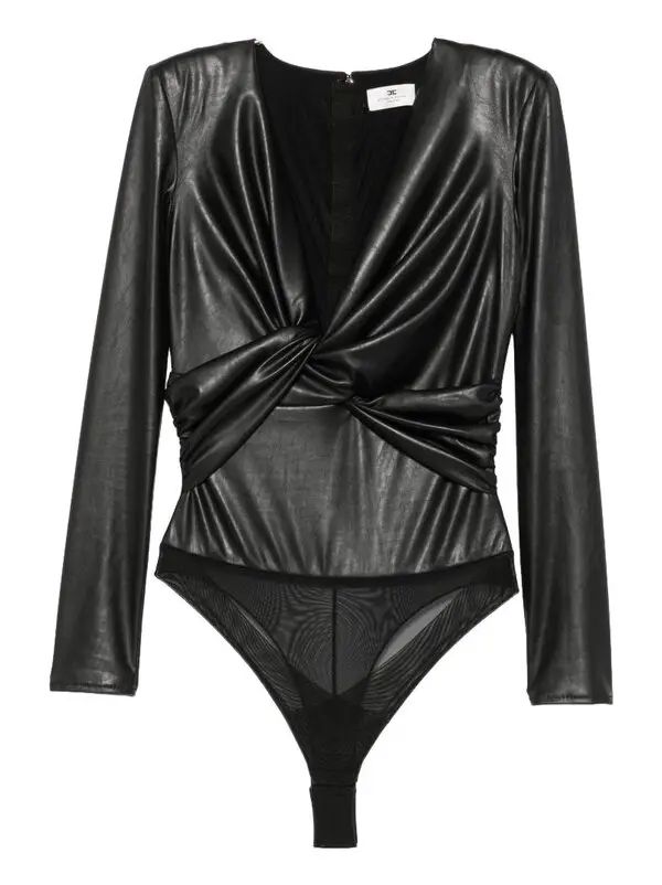 Elisabetta Franchi Twist Detail Long Sleeve Bodysuit - Black