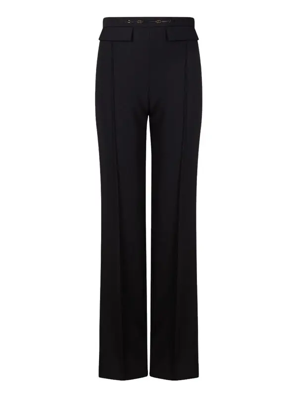 Elisabetta Franchi Horsebit Detail Straight Leg Trousers - Black