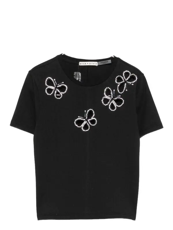 Alice + Olivia Cindy Cut Out T Shirt - Black