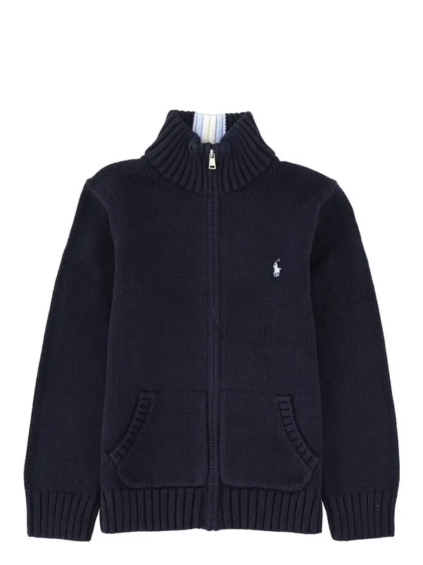 Polo Ralph Lauren Ls Fz Mock Tops Sweater - Blue