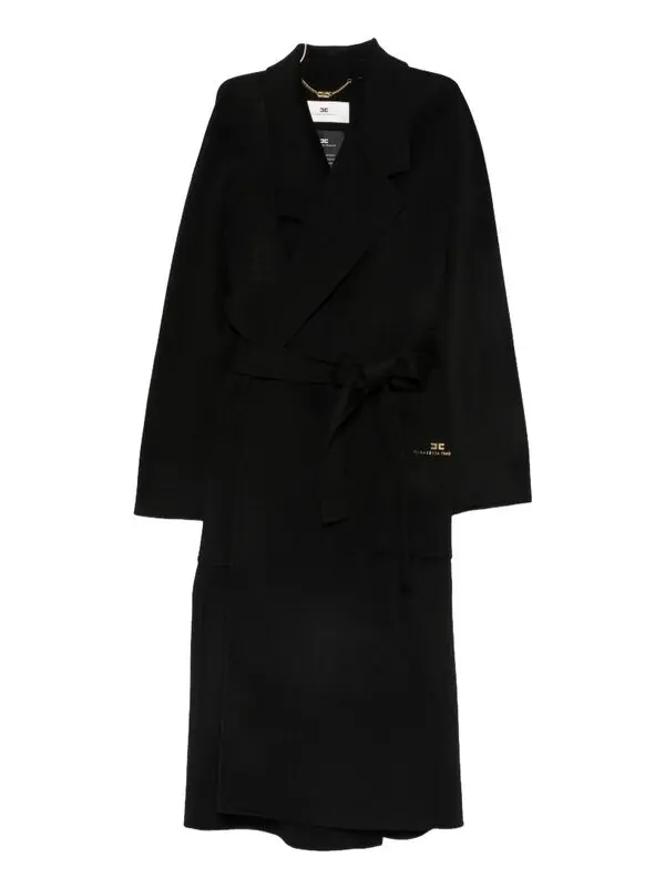 Elisabetta Franchi Wool Long Coat - Black