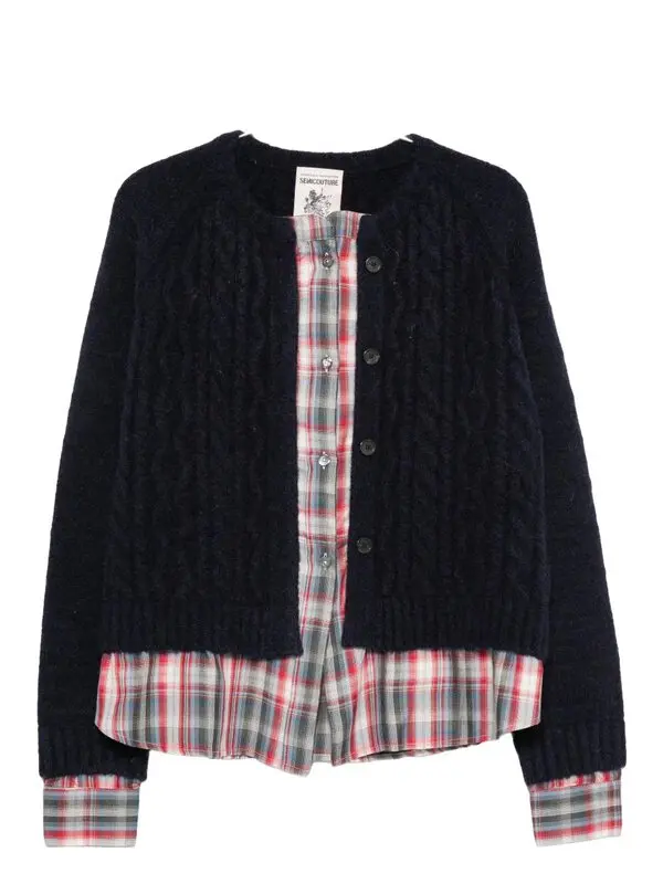 SEMICOUTURE Marcy Wool Blend Cardigan - Navy