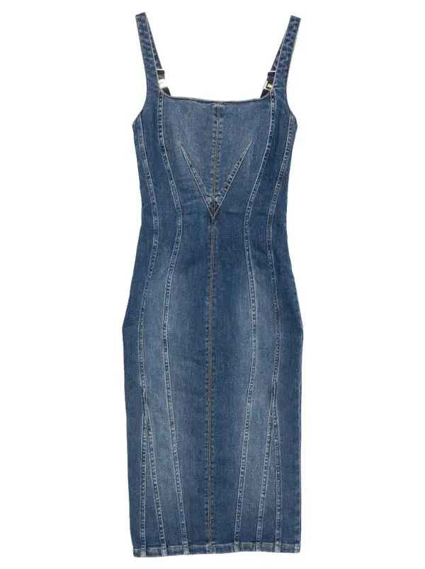 Elisabetta Franchi Denim Cotton Dress - Navy