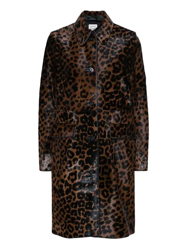 TOTEME Leather Coat - Leopard Print