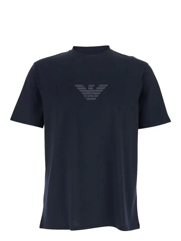 Emporio Armani Logo Cotton T Shirt - Navy