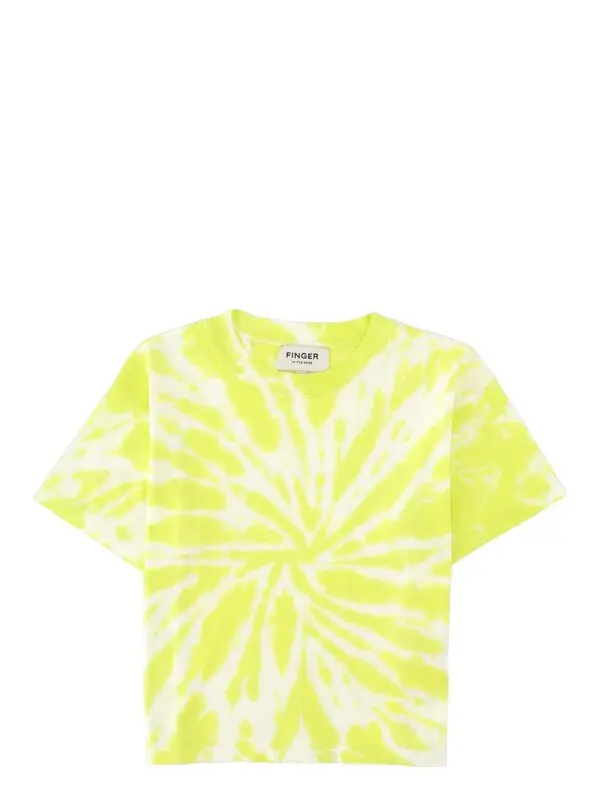 FINGER IN THE NOSE Queen Fluo Lime Tie & Dye Short Sleeve T Shirt - Yellow
