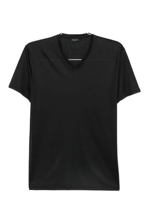 Gucci Silk V Necked T Shirt - Black