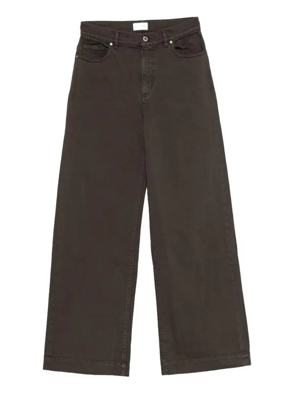 PAROSH Wide Leg Denim Jeans - Brown