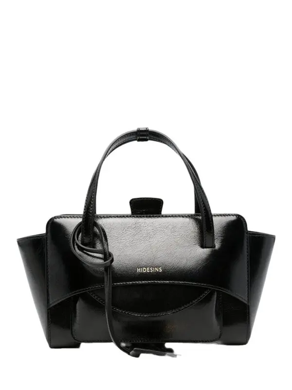 HIDESINS Flap Small Leather Tote - Black