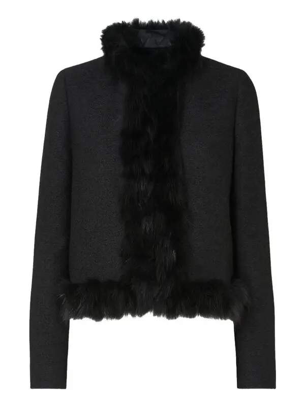Fendi Shearling Trim Wool Jacket - Black