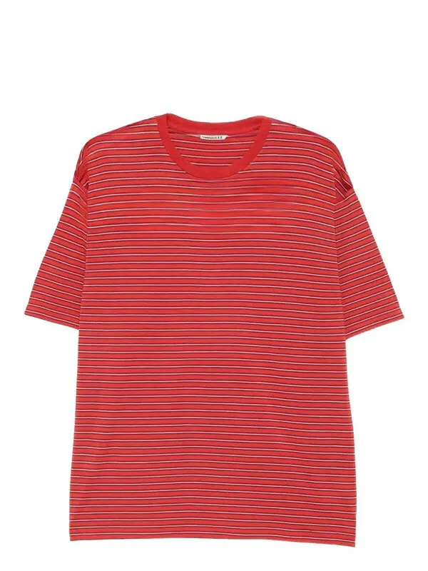 Auralee Wool Striped T Shirt - Red
